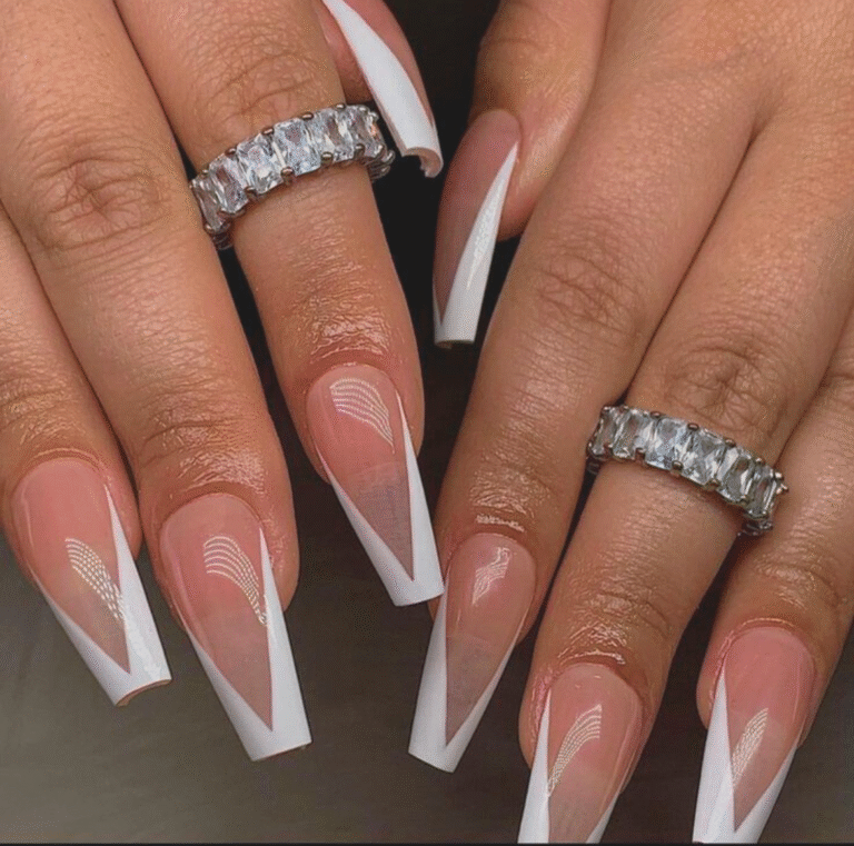 25+ V-Cut French Tip Nail Designs: Bold, Chic & Modern - Salon 1150