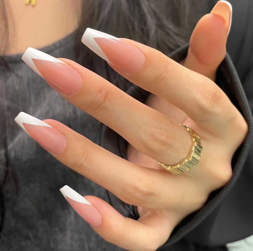 25+ V-Cut French Tip Nail Designs: Bold, Chic & Modern - Salon 1150