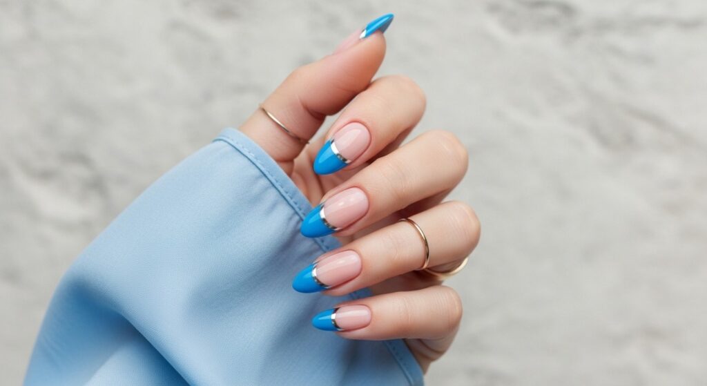 Blue French Tip Nails: 32 Ideas (Navy, Cobalt & More)