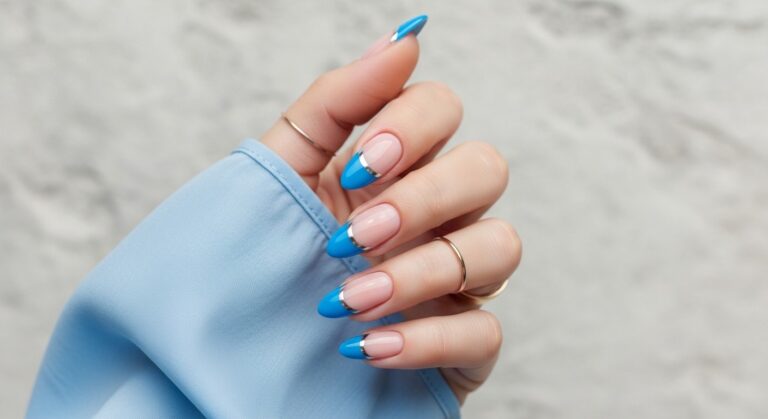 Blue French Tip Nails: 32 Ideas (Navy, Cobalt & More)