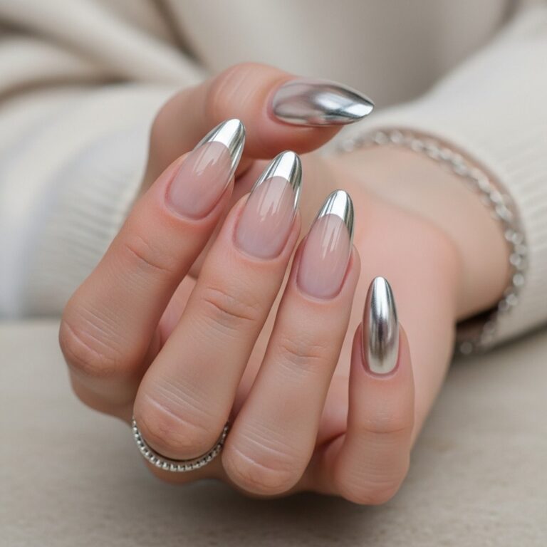 33 Chrome French Tip Nail Ideas for a Modern, Metallic Manicure